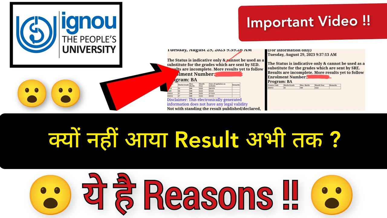 😮 IGNOU December 2023 term and exam late result problem and reasons of ...