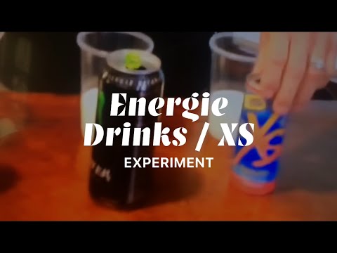 Experiment. / Energie Drinks von Amway XS,  Monster, Red Bull - in Milch./ В МОЛОКЕ./