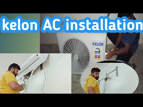 Kelon split Ac installation with R410 gas and HVAC tools and work Oman Muscat work