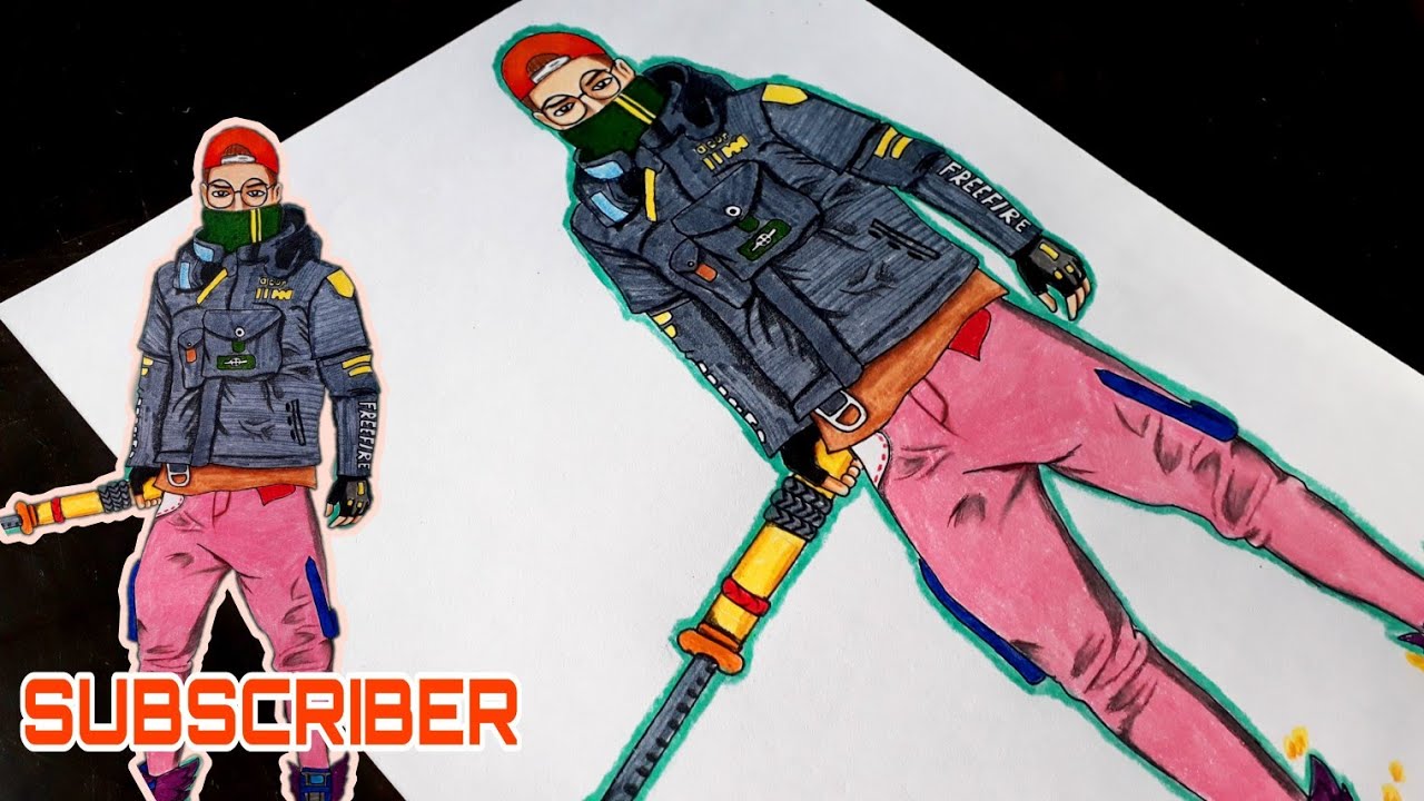 Subscriber Drawing Freefire | Boy in dress TRAP GAMER | KAKU ARTS - YouTube