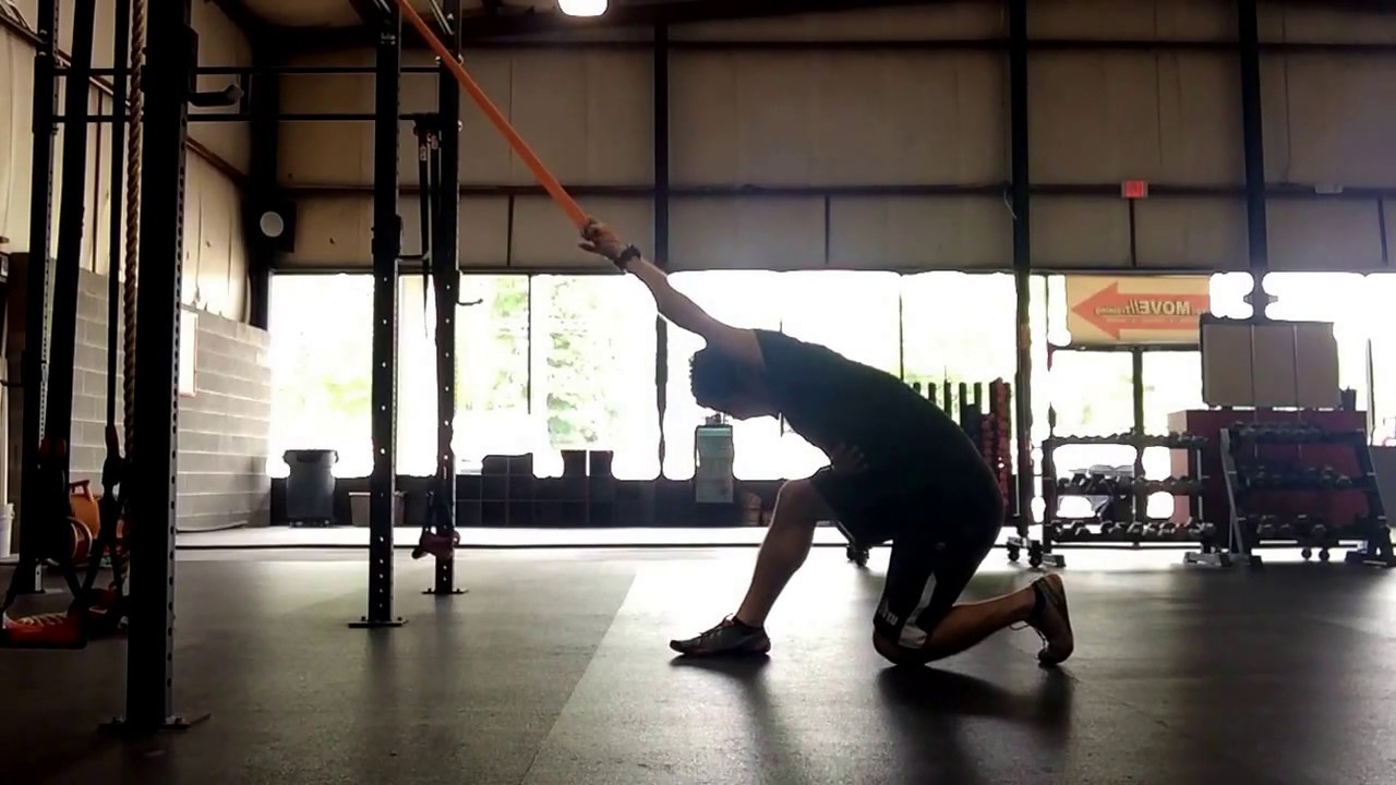 Shoulder flexion mobility with band traction - YouTube