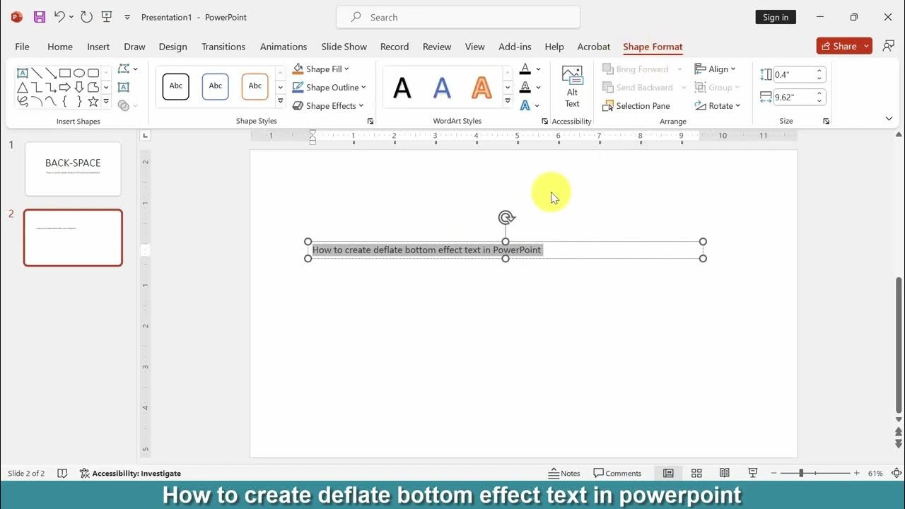 How to create deflate bottom effect text in PowerPoint - YouTube