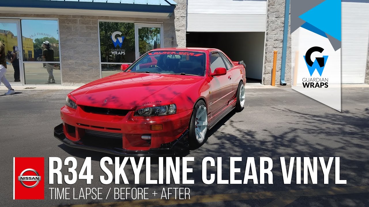 Nissan Skyline R34 Clear Protective Vinyl Wrap - Time Lapse - YouTube