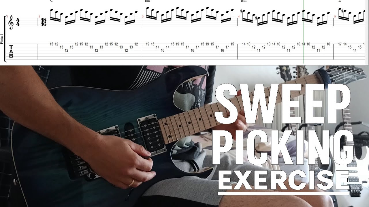 Easy Sweep Picking Exercise | Em Arpeggios - YouTube