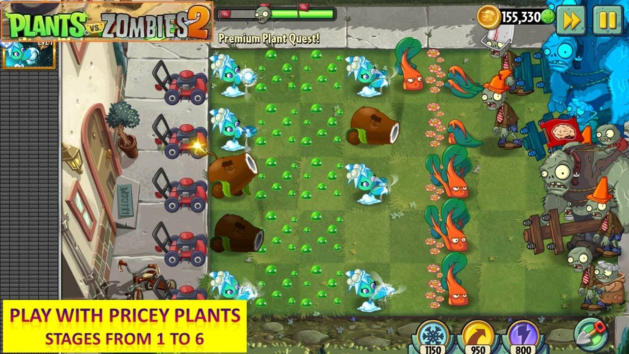 Plants vs. Zombies 2 - Play with pricey plants Event - Stages from 1 to ...