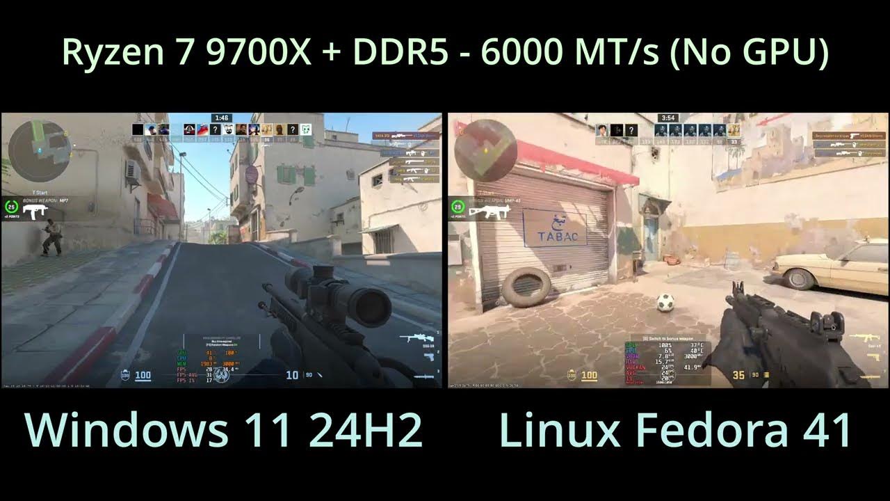 Windows 11 vs Linux Fedora 41 CS2 (Counter Strike 2) Gaming Benchmark - YouTube
