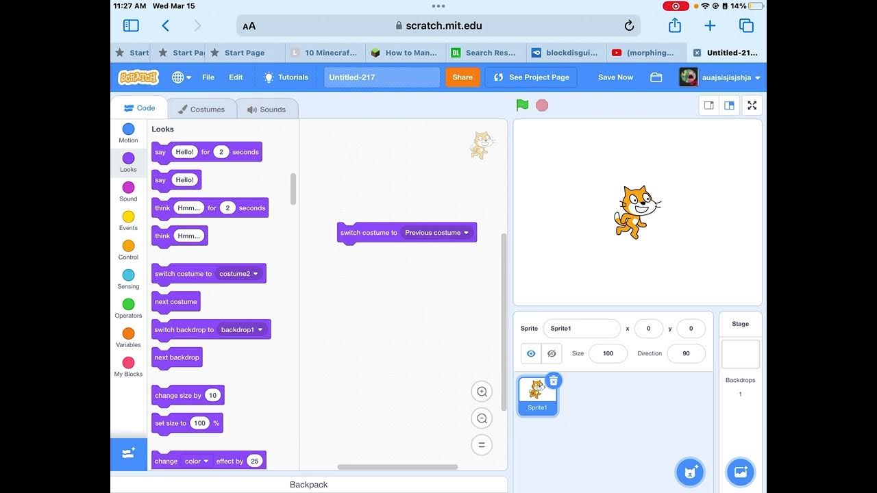 Get a previous costume block in scratch! - YouTube