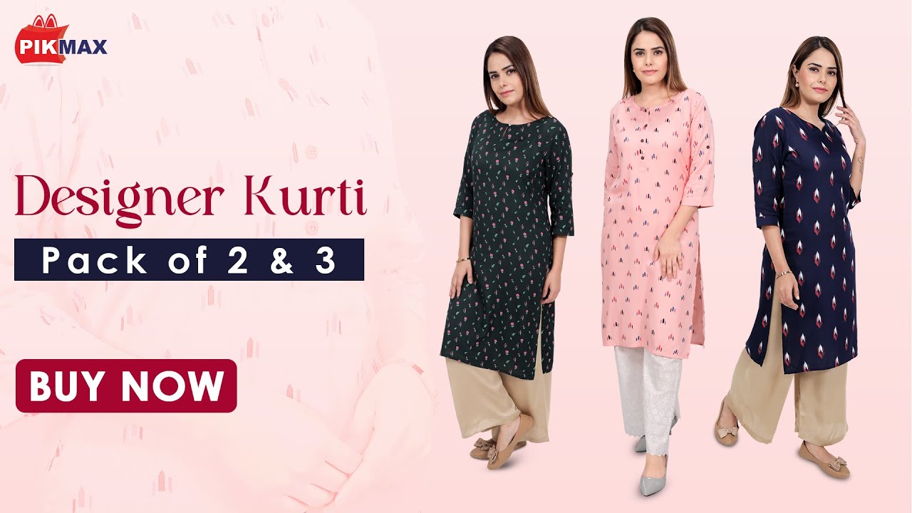 Pack Of 3 Printed Designer Kurti at Discounted Price | Kurtis For Women ...