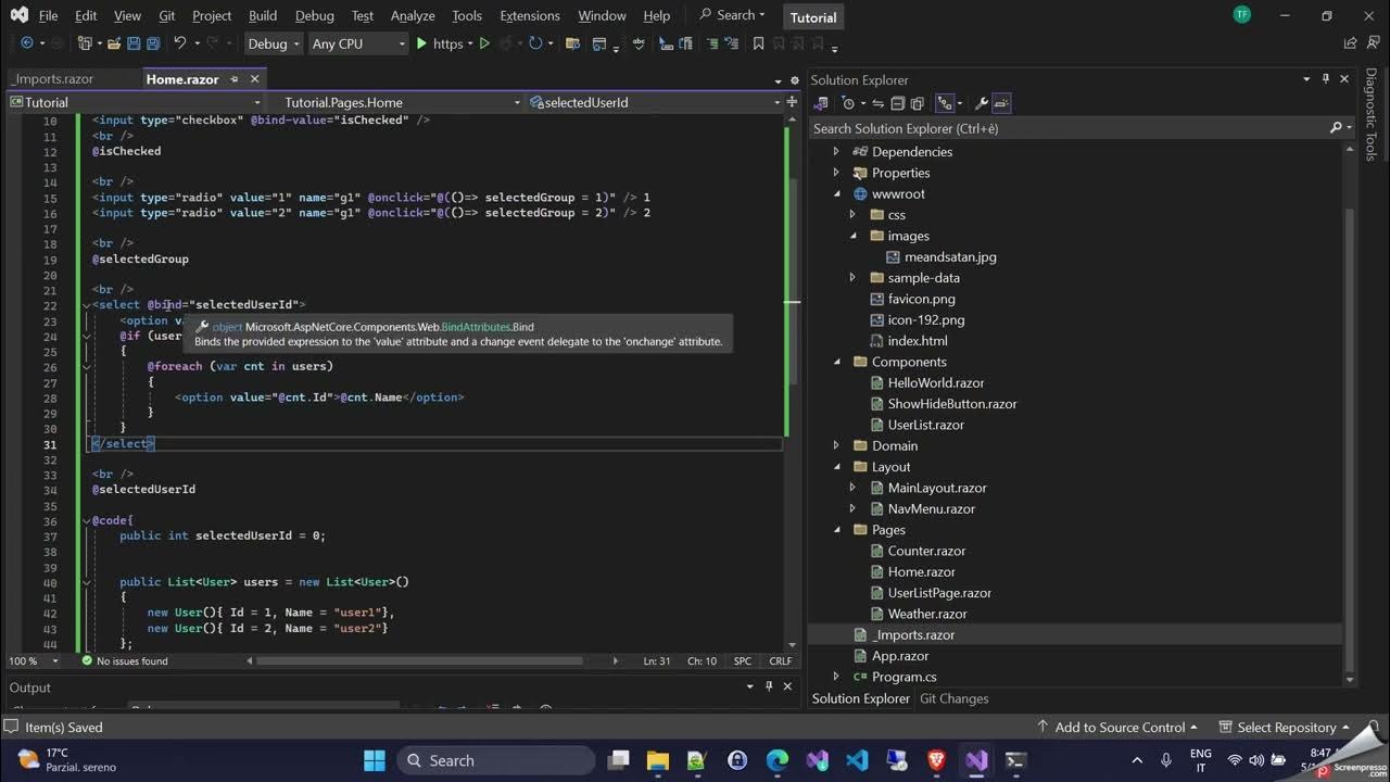 blazor tutorial italiano 10 select binding - YouTube