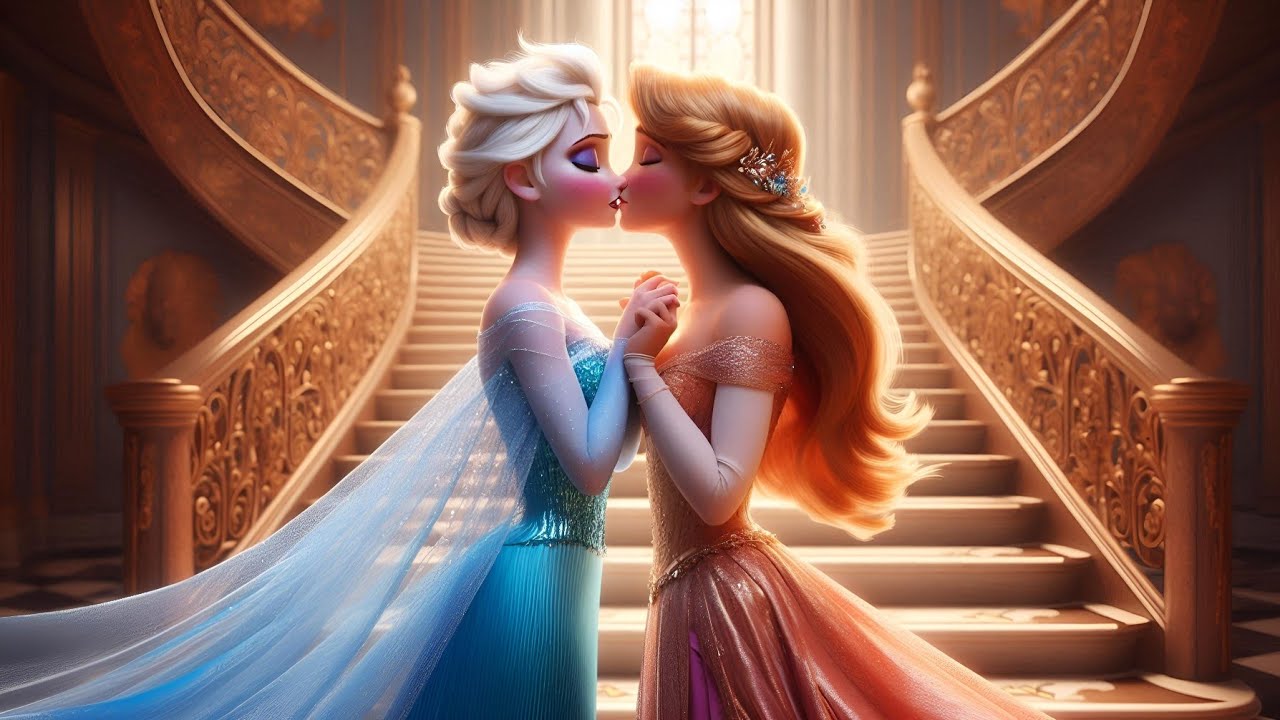 Rapunzel and Elsa kiss - Romantic moments of Rapunzel and Elsa - YouTube