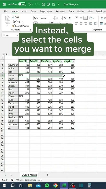 Basis Excel Tutorial Part 1-DON’T Merge in Exce #excelgyan #exceltech #microsoftexcel # ...