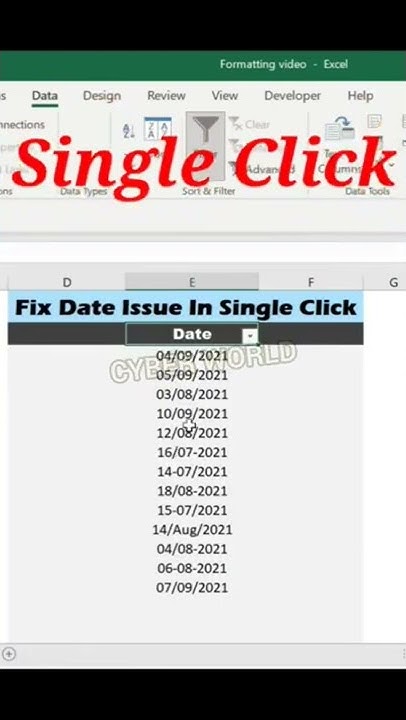 #Shorts | Fix Date Issue In Excel In Single Click | Unable To Change Date Format In Excel | Fix ...