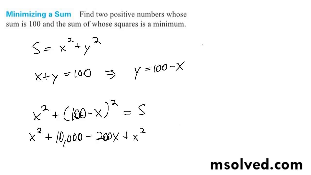 Find Two Positive Numbers Whose Sum Is 100 And The Sum Of Whose Squares