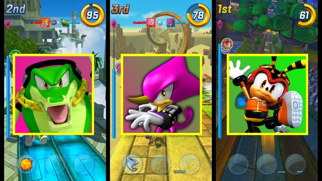 Sonic Forces Speed Battle - Team Chaotix gameplay (all 3 members) - YouTube