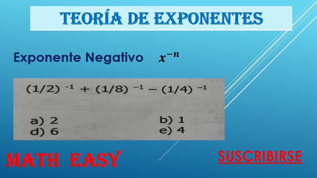 Teoría de exponentes - Exponente Negativo - YouTube