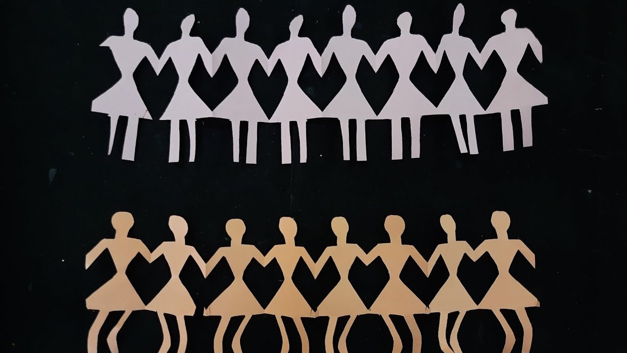 Easy Paper Cutting Decoration Ideas | Warli Art Border Designs | Paper ...