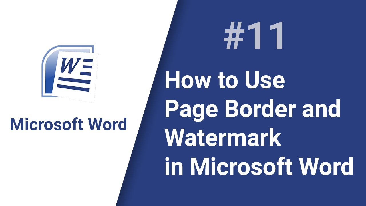 How to Use Page Border and Watermark in Microsoft Word-11 - YouTube