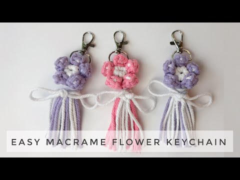 Easy Macrame Flower Keychain Tutorial by Simply Inspired | Macrame for ...