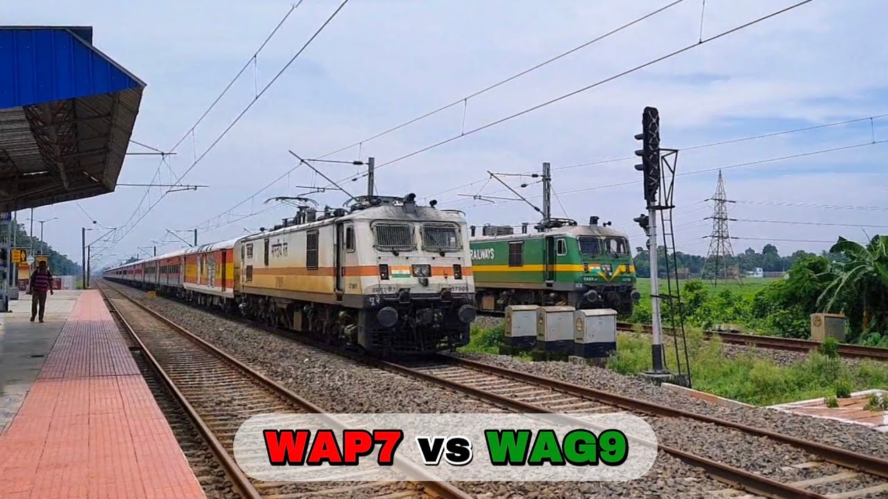 WAP7 vs WAG9 | 110 Km/h HWH WAP7 Pratap SF Special parallelly overtakes ...