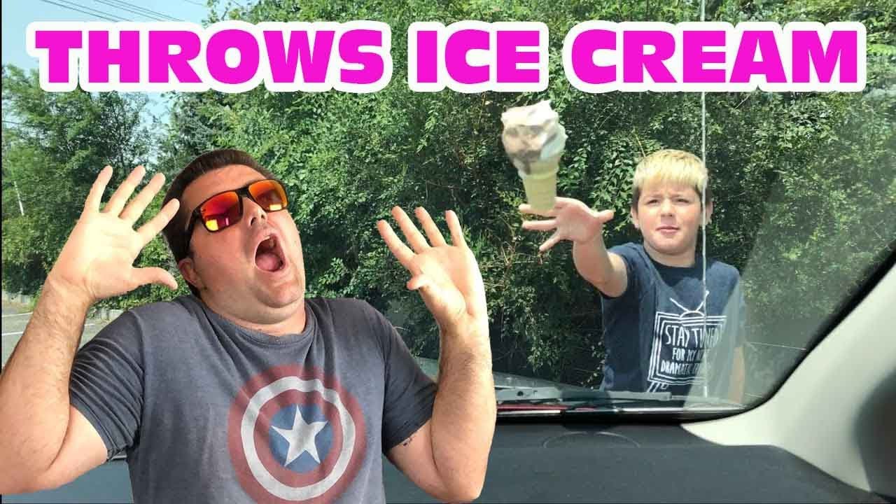 Kid Temper Tantrum Throws Ice Cream On Van Windshield Because He Got ...
