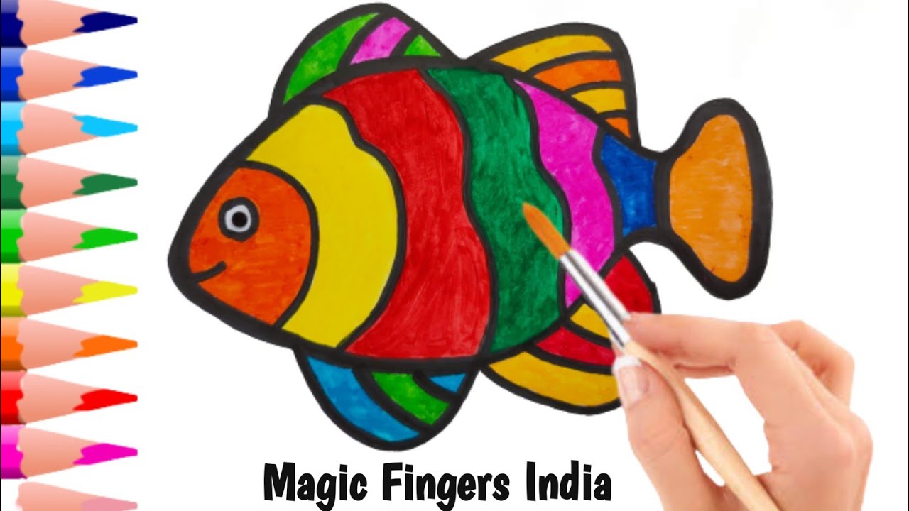 How to draw Clownfish Easy Step by step with colour in easy way very ...