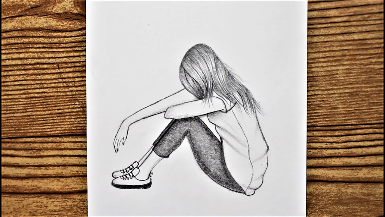 Woman Crouching Drawing