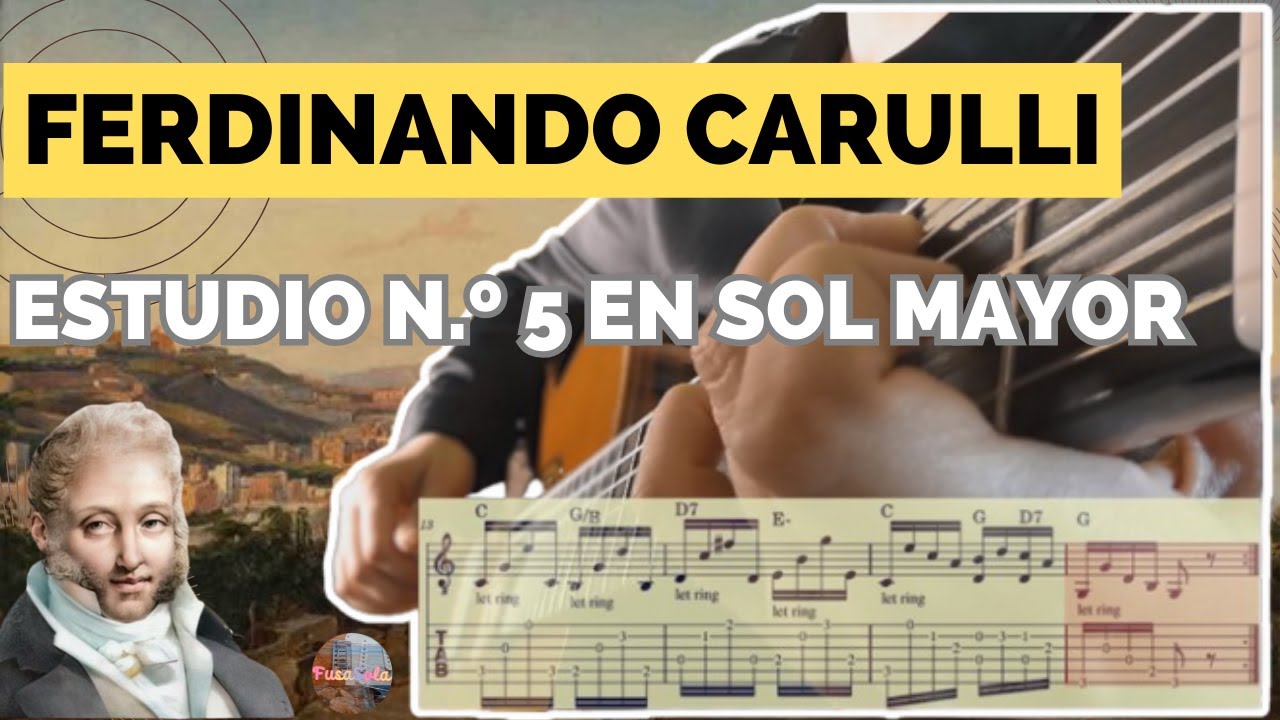 Ferdinando Carulli. Estudio No.5 en Sol Mayor. Guitarra TAB y partitura ...