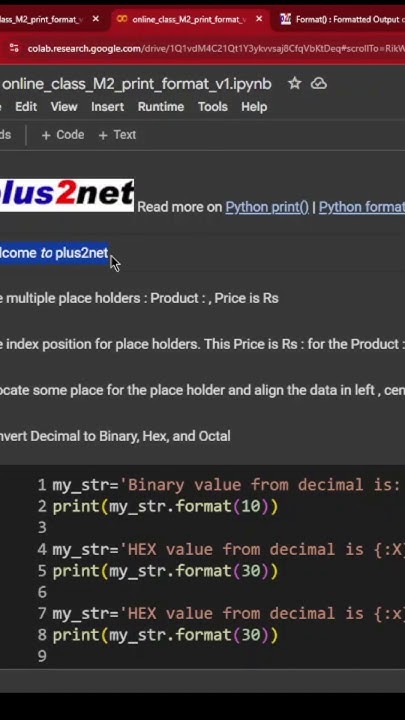 Using format() placing data inside a string by using placeholders. #pythonprogramming - YouTube