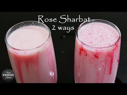 Rose Sharbat 2 Ways | Badam Pisin Recipes | Rose Milk For Summer ...