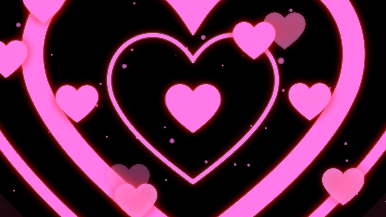 4K 1 Hour Neon Pink Heart Galaxy Tunnel Loop Background Video Screen ...