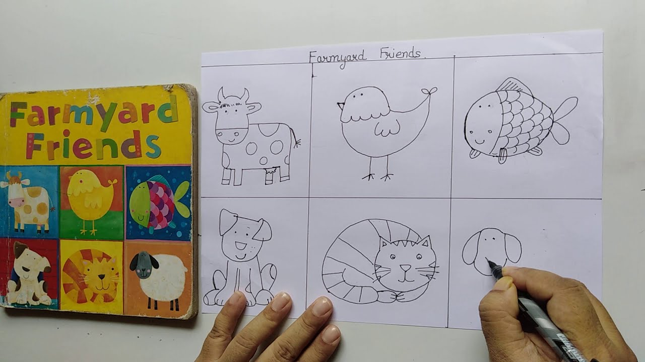 Draw farm animals / read aloud book Farmyard friends - YouTube