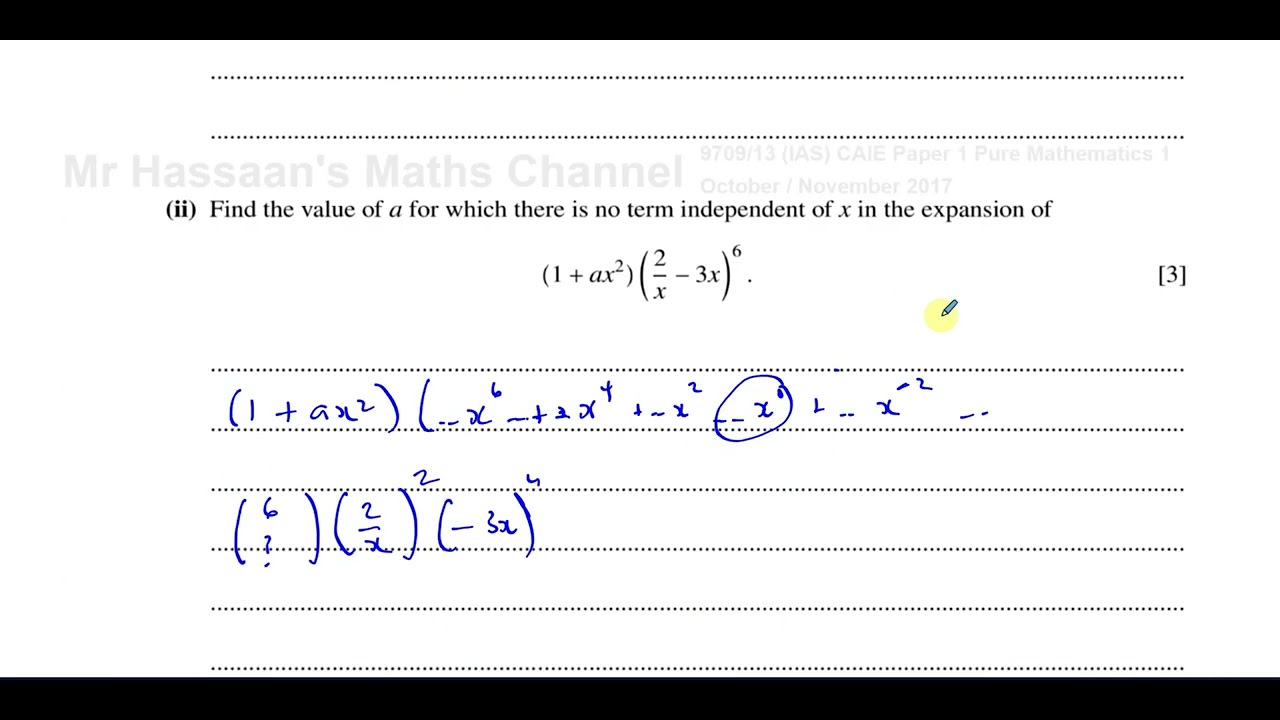 (CAIE), 9709/12/O/N/17 Pure Maths, Paper 13, Q3, Binomial Expansion ...