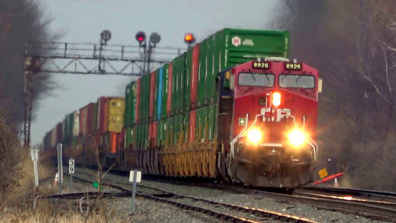 Huge Canadian Pacific Double Stack Train 4K UHD - YouTube