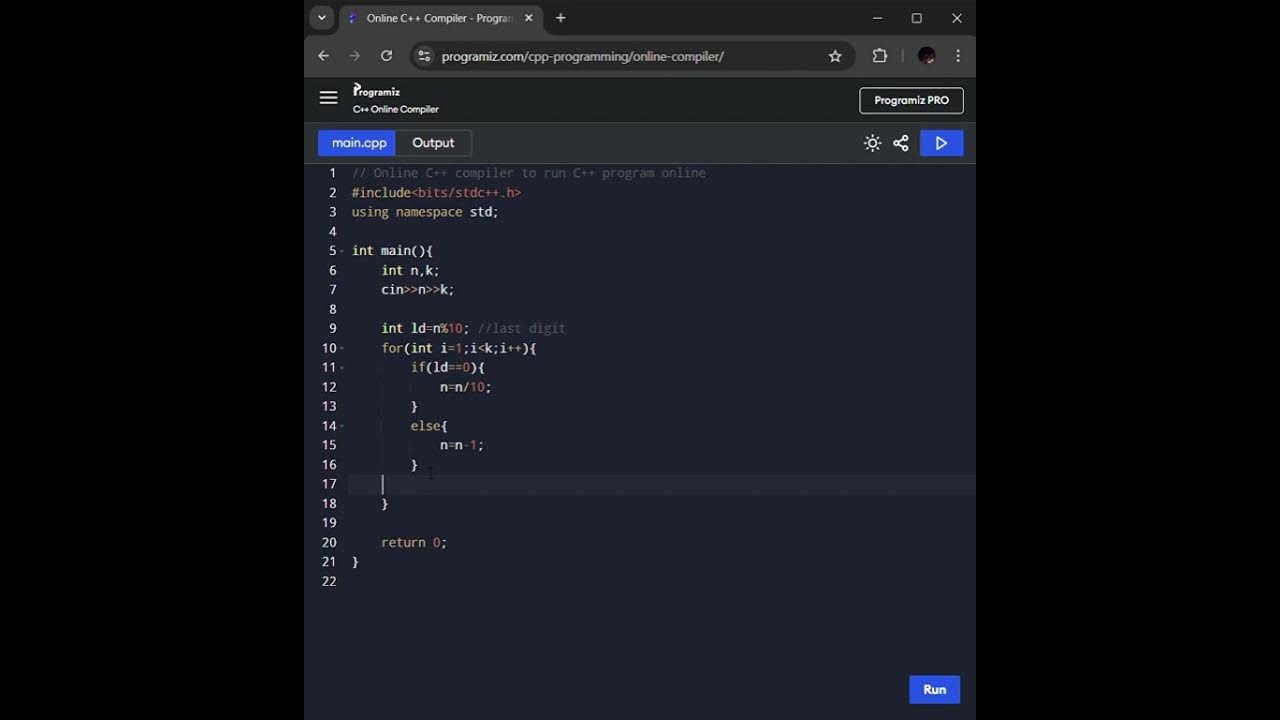 Codeforces 977a Wrong Subtraction C Solution Youtube