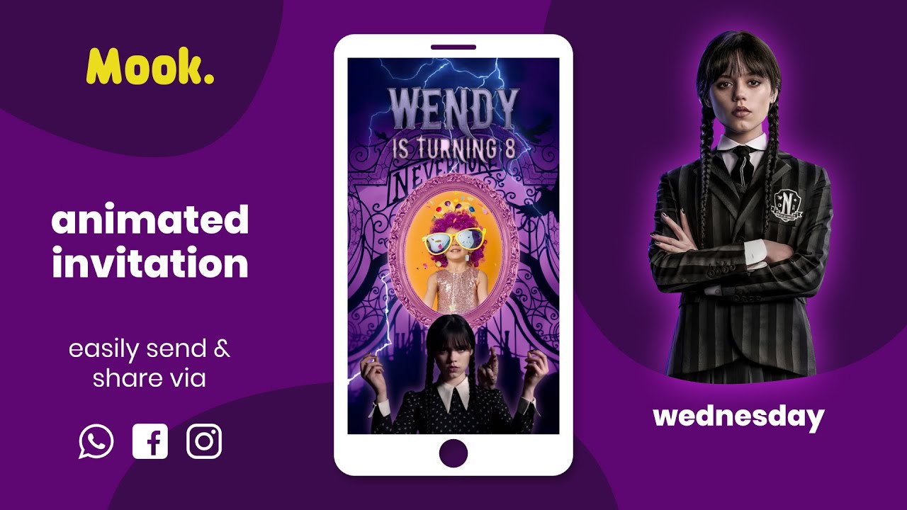 Wednesday Addams Video Invitation Animated Digital Birthday - YouTube