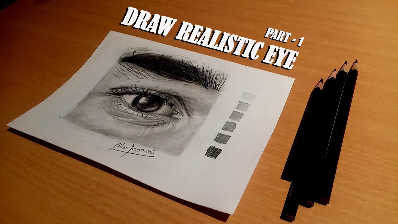 Draw a realistic eye for Beginners step by step | Real-Time video ...