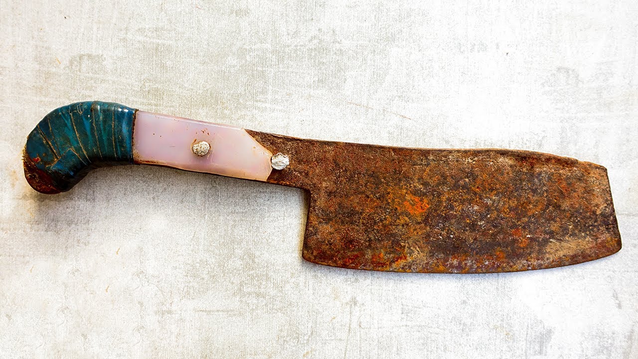 Restoration Old Rusty Meat Cleaver - YouTube