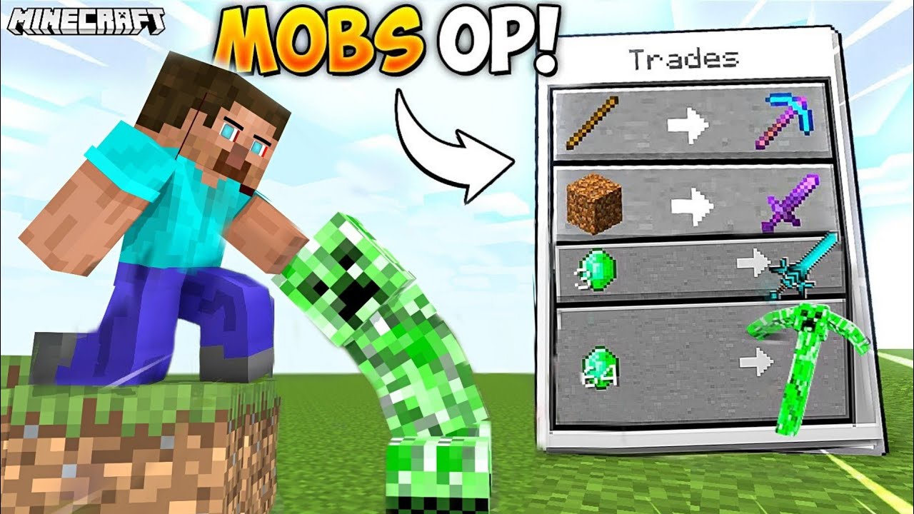 Minecraft But Mob Trade Custom OP ITEMS! - YouTube