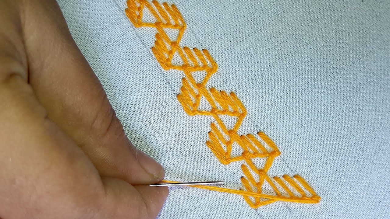 hand embroidery basic border design. - YouTube