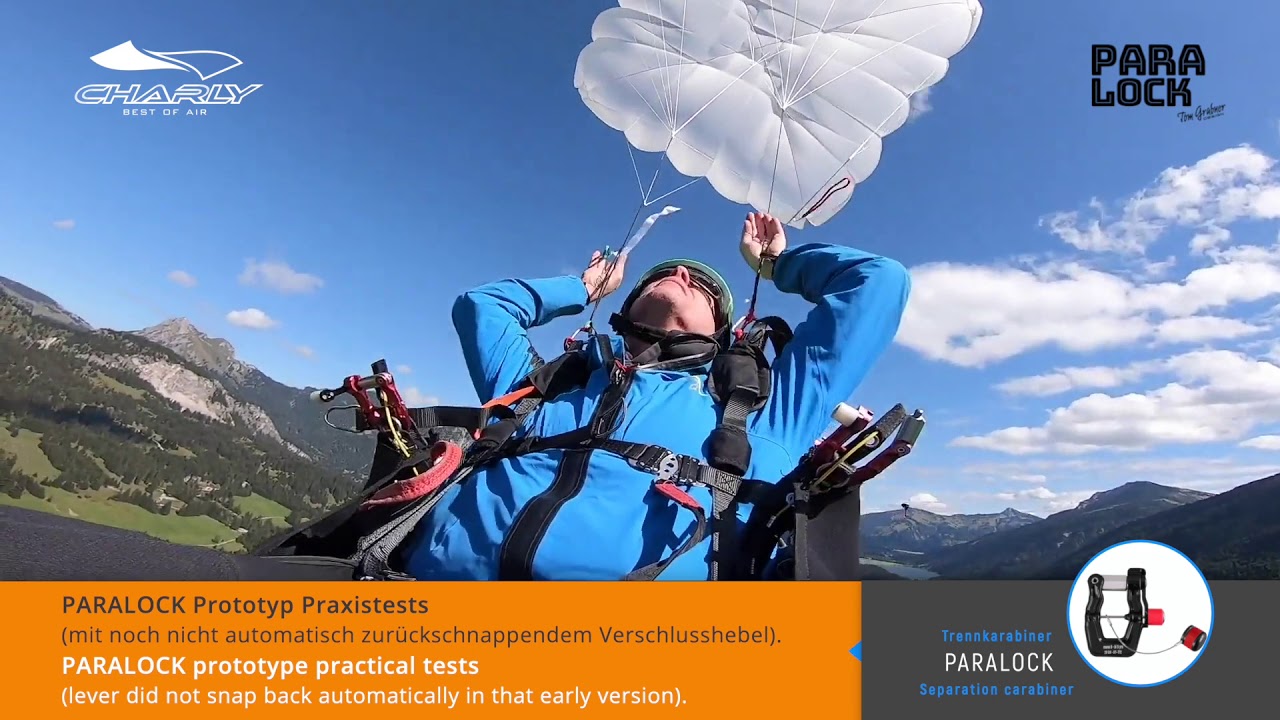 PARALOCK separation carabiner prototype field tests - YouTube