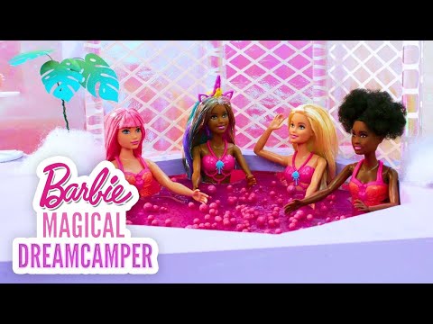 @Barbie | GLITTER PINK SPA DAY IN THE SKY WITH PRINCESS JESS! 💖 | Barbie Magical DreamCamper