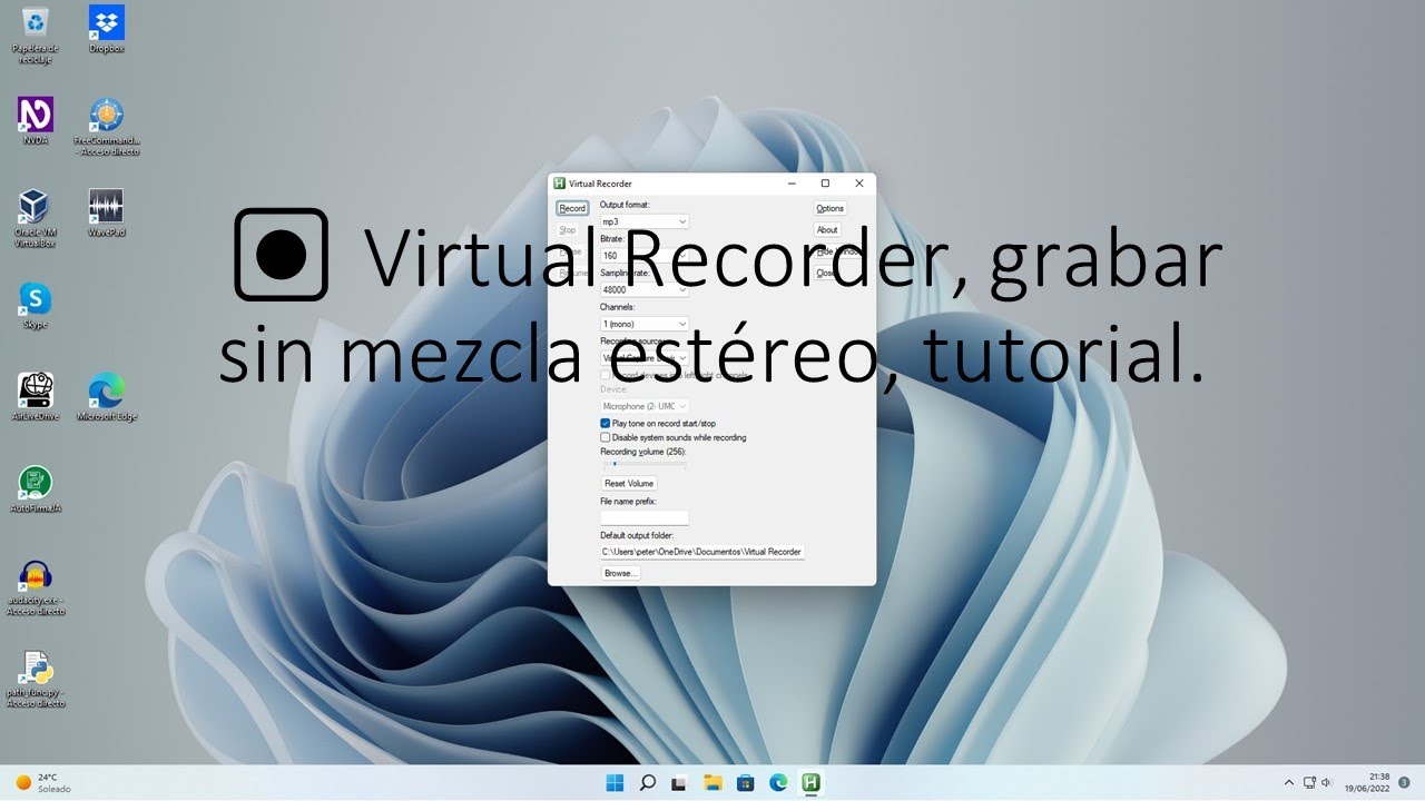 🎙️ Virtual Recorder, grabar sin mezcla estéreo, tutorial. - YouTube