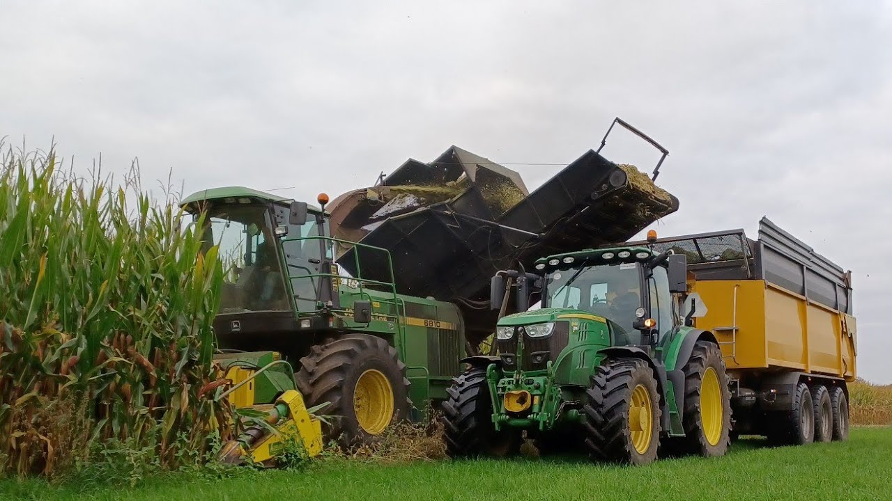 Mais hakselen | John Deere 6810 bunkerhakselaar, 6130R, 6145R, 6820 ...