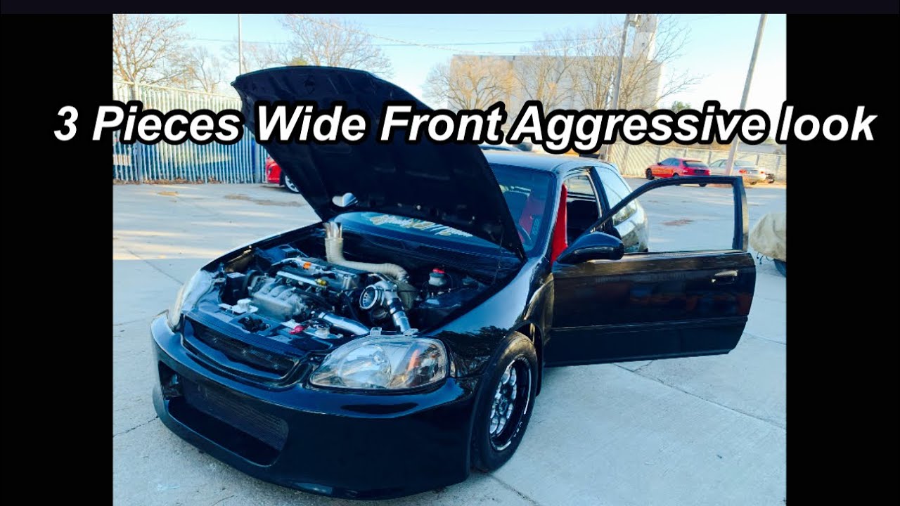 Civic hatchback ek k20 turbo 3 pieces wide front end aggressive look ...