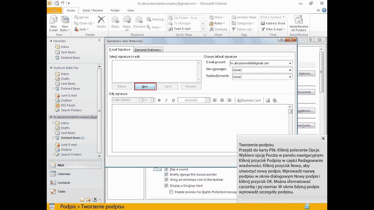 Outlook 2010 Podpis - YouTube
