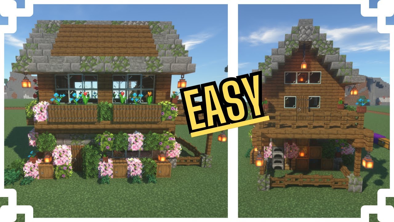 How To Build A Wood And Stone Two Story Starter House in Minecraft ...