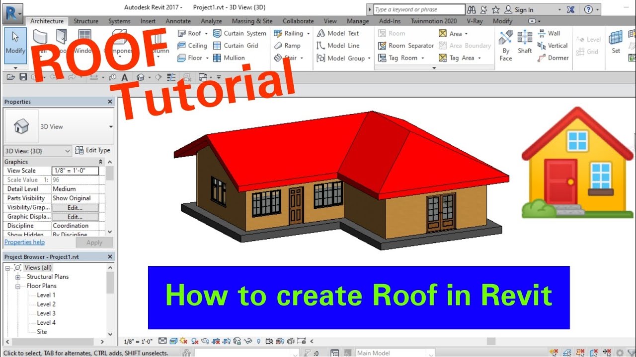 How to create House Roof in Revit | Cable Roof | Hip Roof | Easy method ...