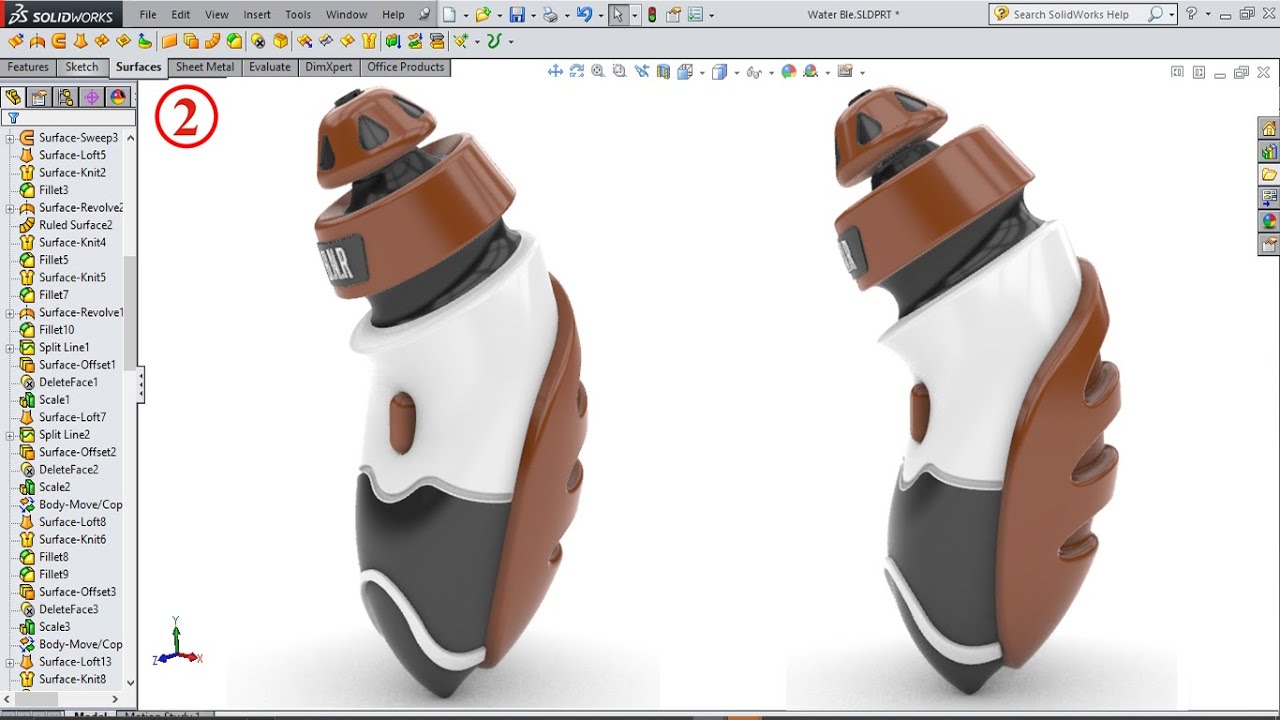 Learn Advance Plastic Bottle Modeling in SolidWorks | Advance Surface ...