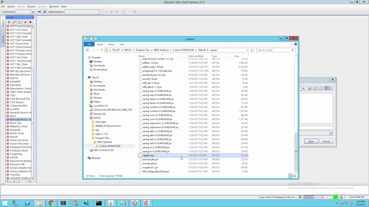 How to use squirrel database client to verify Control-M database status ...