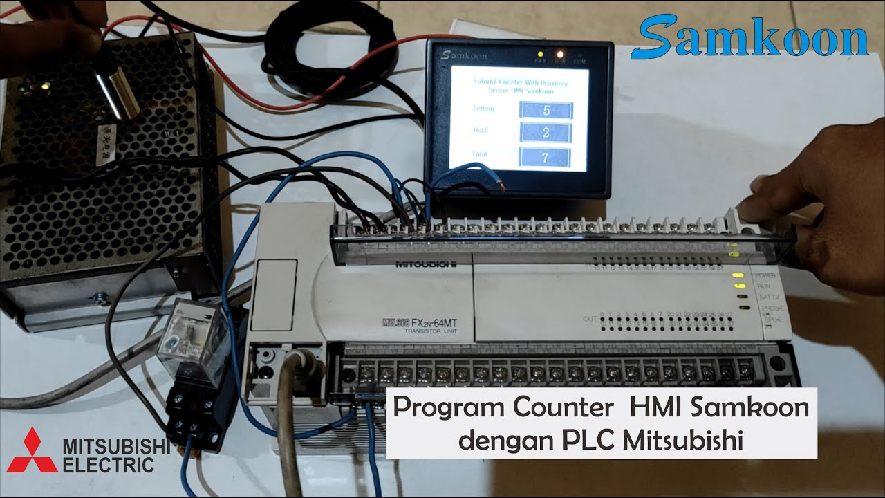 Tutorial / Cara Program Counter dengan Proximity Sensor dan HMI samkoon ...